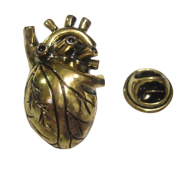 Kiola Designs | Accessories | Bronze Toned Large Anatomical Heart Lapel ...